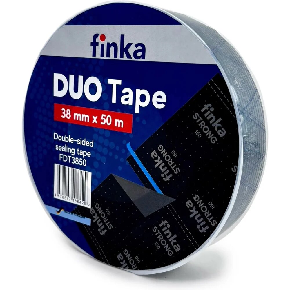 Армированная клейкая лента Finka DUO Tape, двусторонняя, 38мм x 50м, голубая