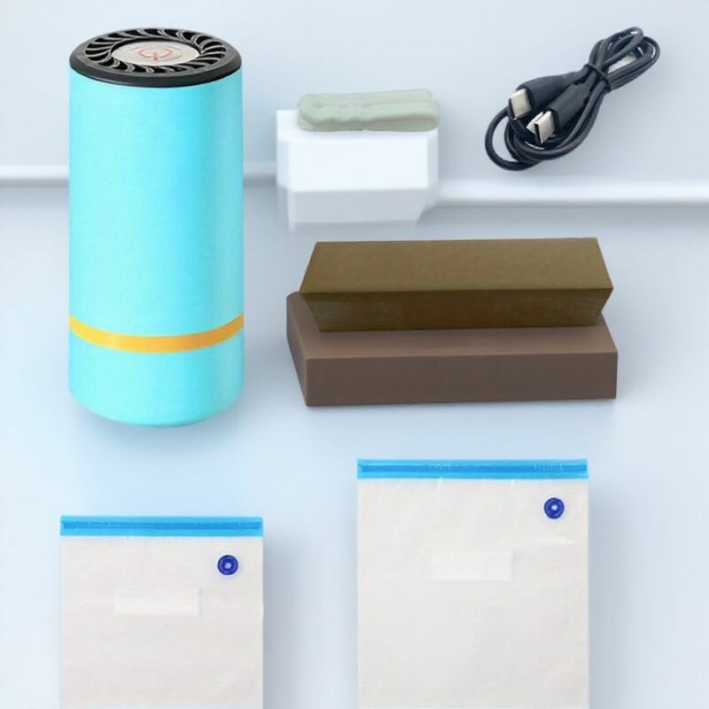 Мини электровакуумная упаковочная машина: легкая ручная, безпроводная зарядка, мощное сжатие, продлевает свежесть продуктов, экономит пространство, для кухни повседневного использования