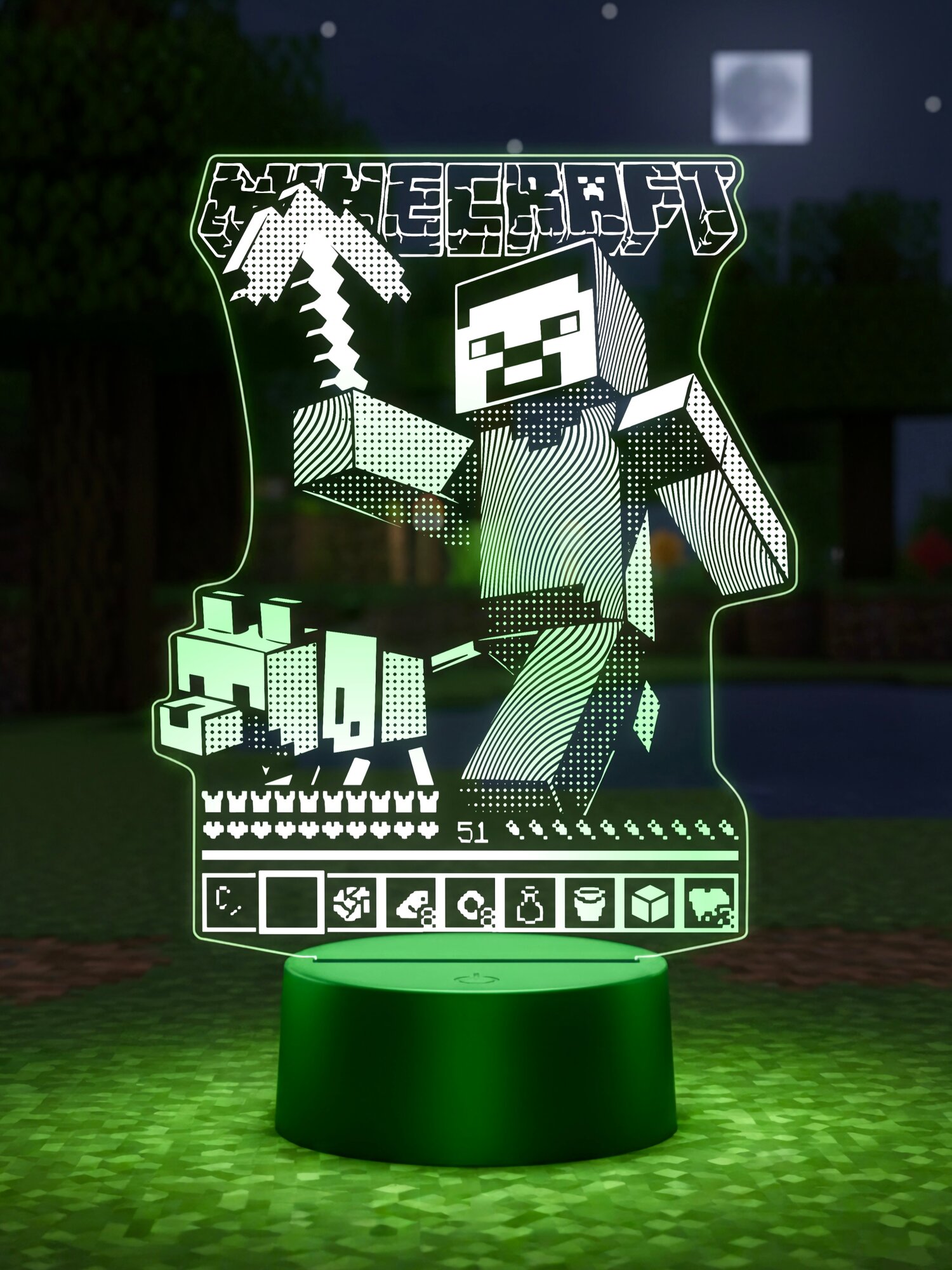 Ночник Игра Майнкрафт - Стив, Minecraft - Stive. Подарок геймеру, декор на рабочий стол