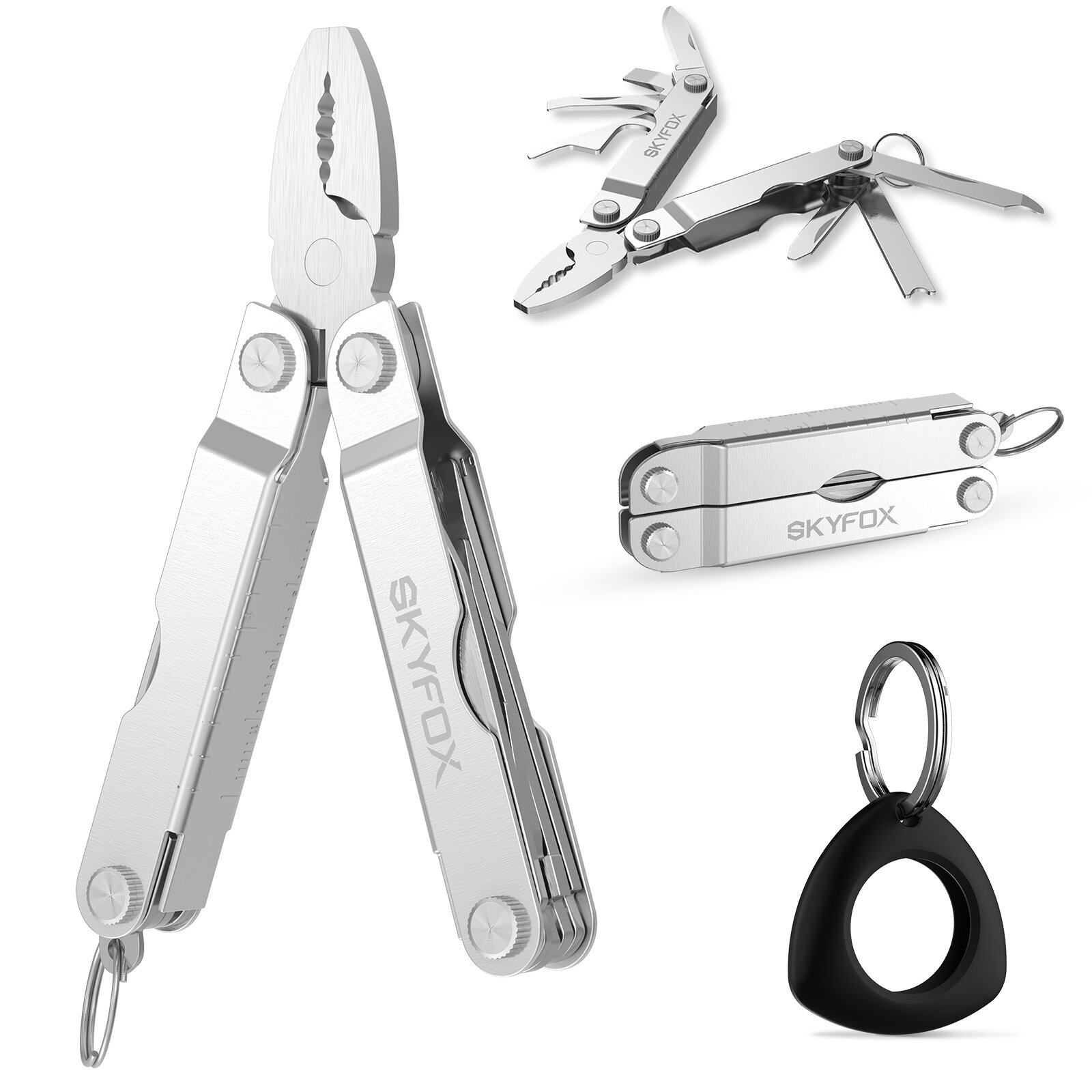 Миниатюрный многофункциональный инструмент-щипцы EDC, Premium Multi Tool Plier, Ручной маленький многофункциональный инструмент на брелок, Портативный многофункциональный инструмент, с силиконовым чехлом для AirTag Skygox, Материал: высококачественная