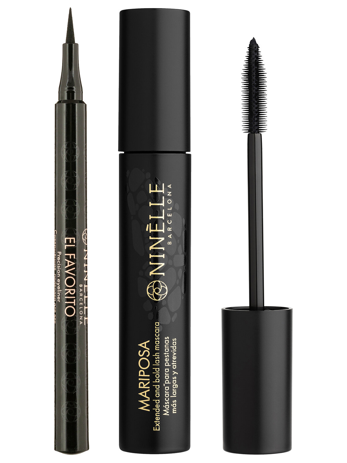 Набор косметики для глаз Ninelle1+1 Подводка для век черная El Favorito + Тушь для ресниц черная Mariposa