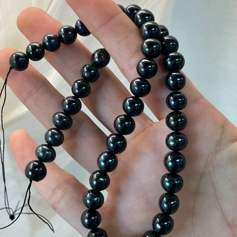 Жемчужная нить из натурального речного жемчуга, черный, ручная работа, создание серег и браслетов (8-9мм)