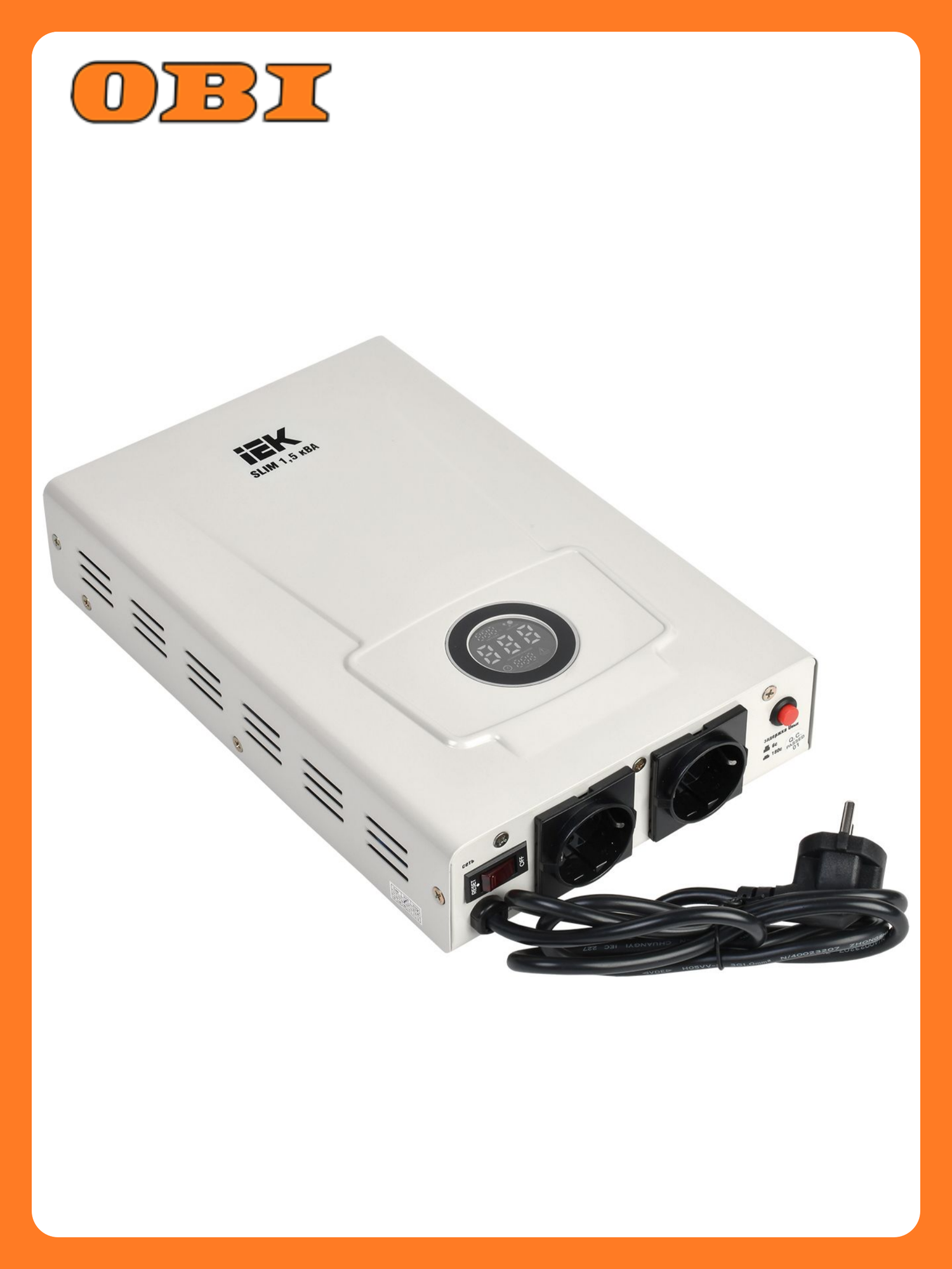 Стабилизатор напряжения IEK SLIM, релейный, настенный, 1500 ВА, белый