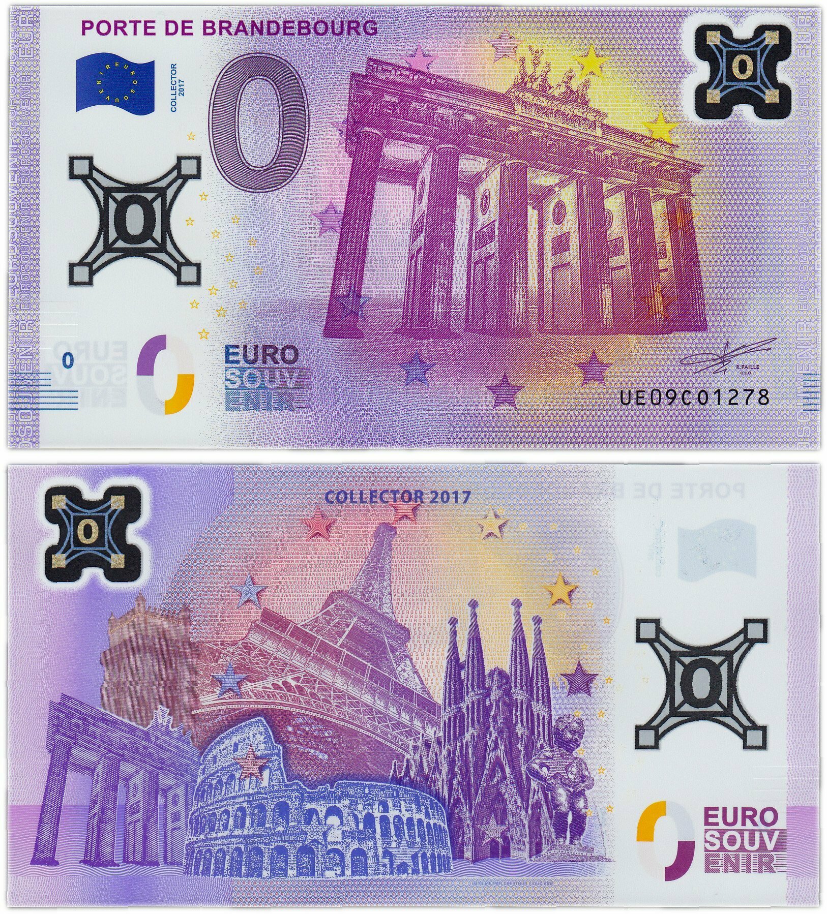 0 евро euro "Бранденбургские ворота" Collector 2017 Пластик лимитированная серия