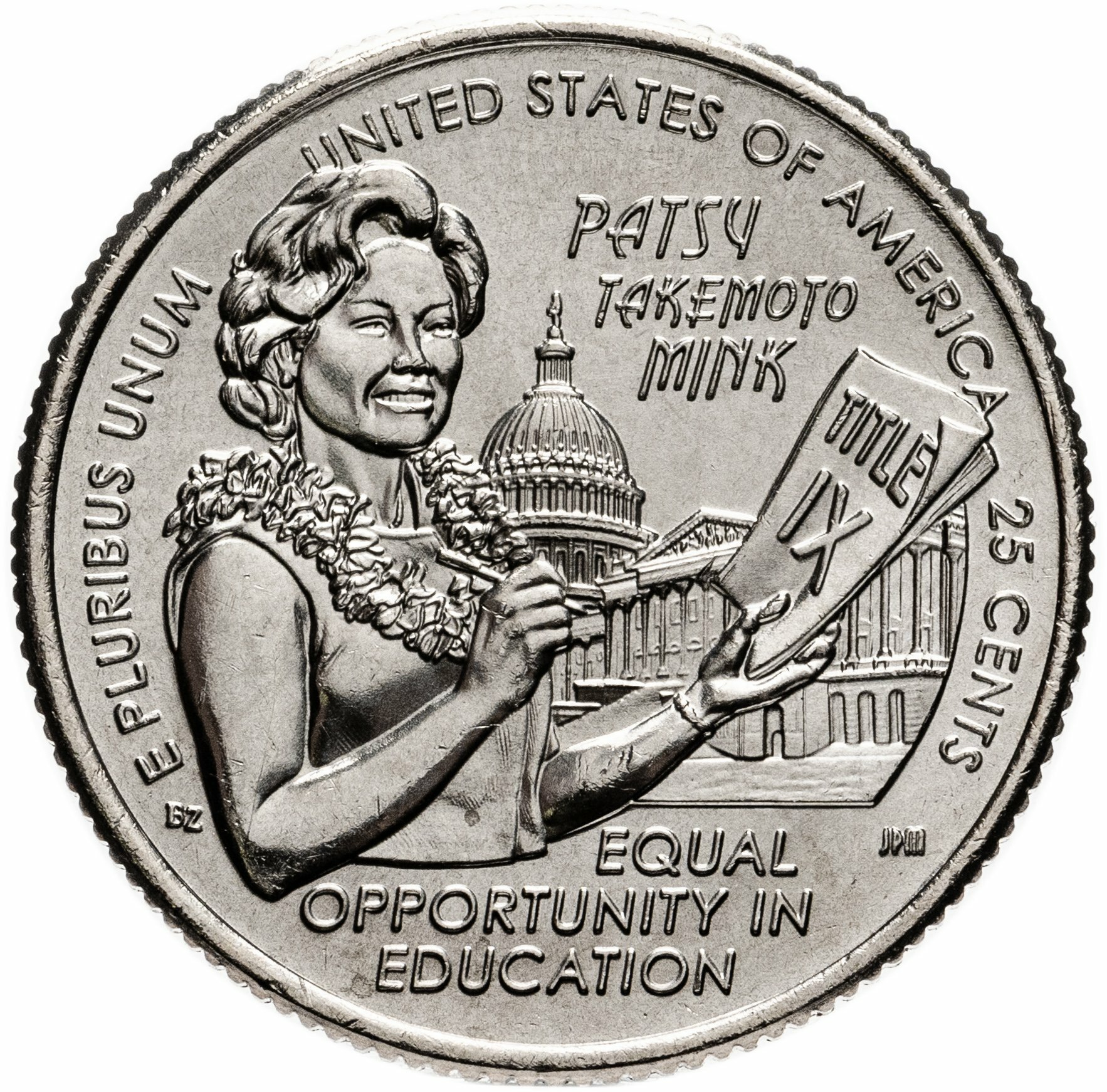 США 1/4 доллара 25 центов, квотер 2024 P "Американские женщины - Пэтси Минк", Мельхиор медь-никель, в сохранности UNC