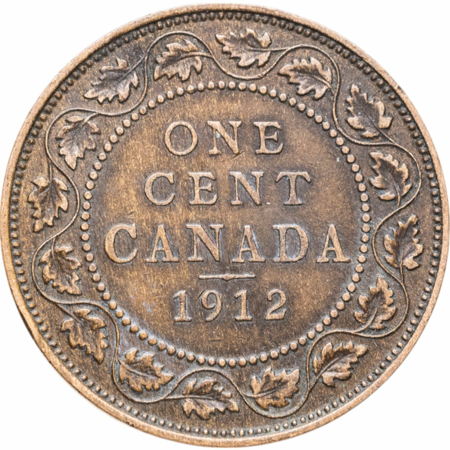 Канада 1 цент cent 1912, Бронза, в сохранности XF