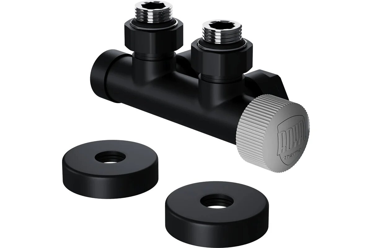 Royal Thermo Узел нижнего подключения термостатический угловой Design Pro 15мм М30х1,5 (Черный)