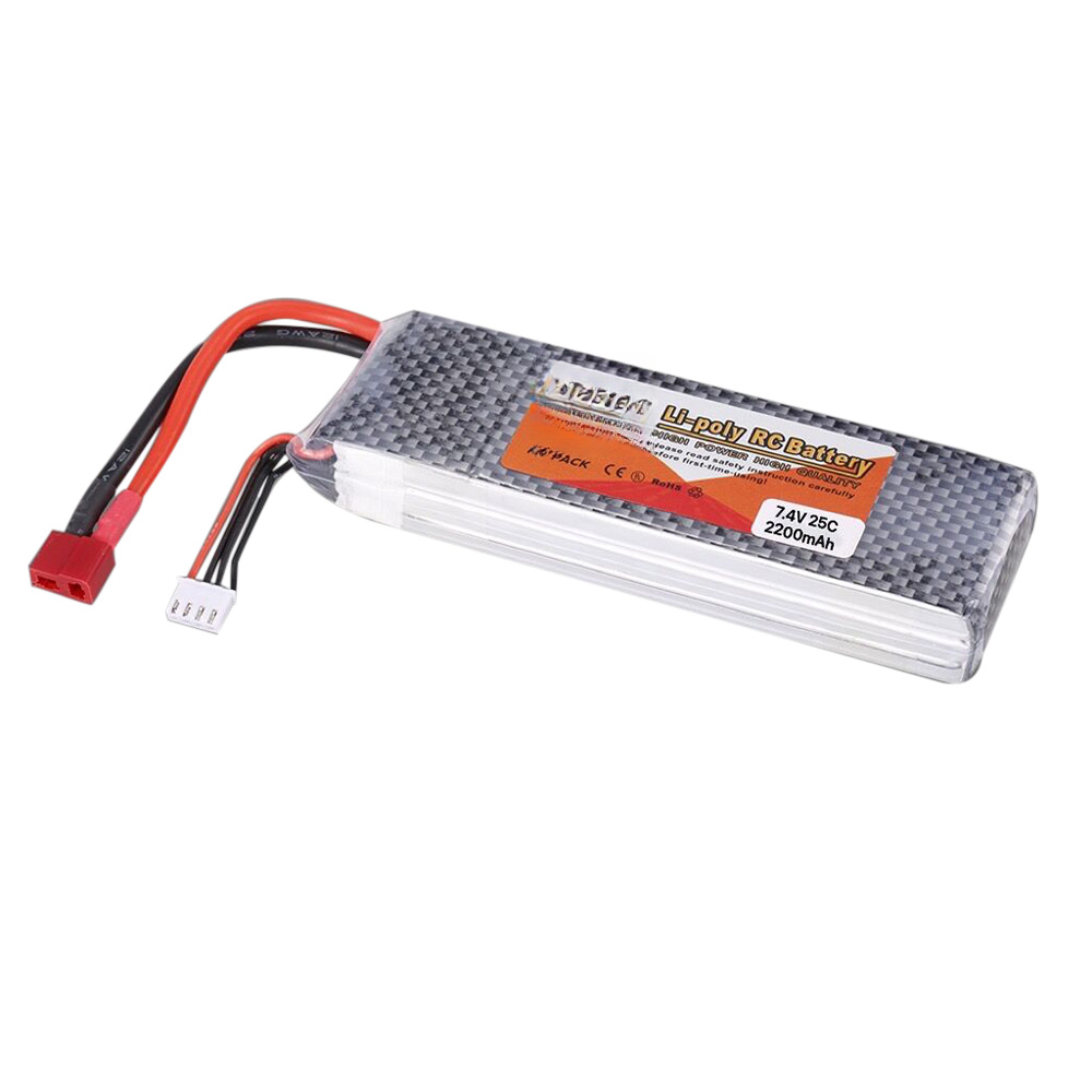 Аккумулятор LiPo 7.4V 2200mAh 25C 2S для радиоуправляемых квадрокоптеров, самолетов, 1/16 TRAXXAS MINI E-REVO SLASH LVXL