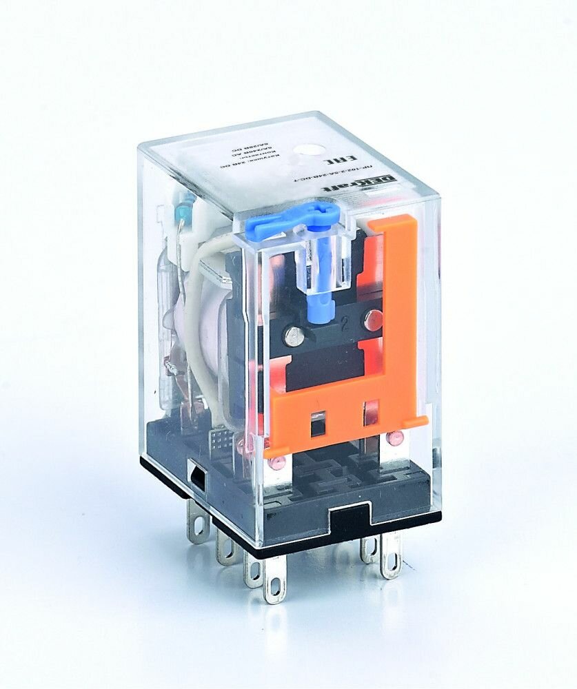 Промежуточное реле DEKraft 2 контакта, с LED индикатором и функцией TEST 5А 220В DC ПР-102 23849DEK