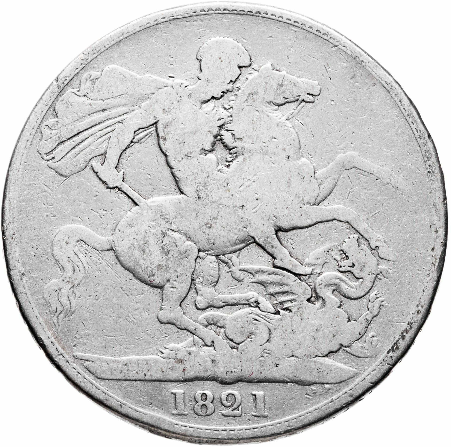 Великобритания 1 крона crown 1821 Георг IV, Серебро 925, в сохранности VG