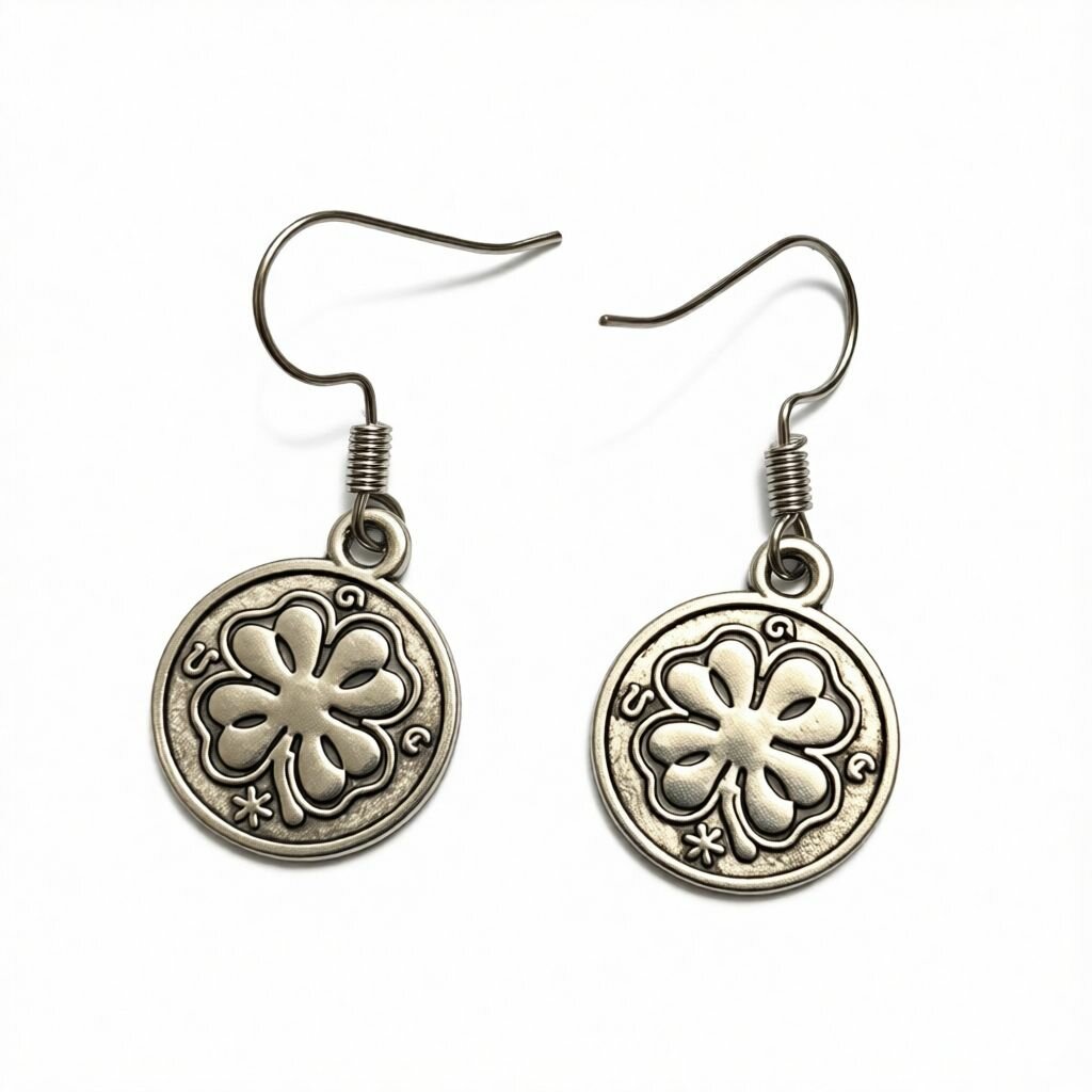 Серьги с символом везения - "Клевер удачи"