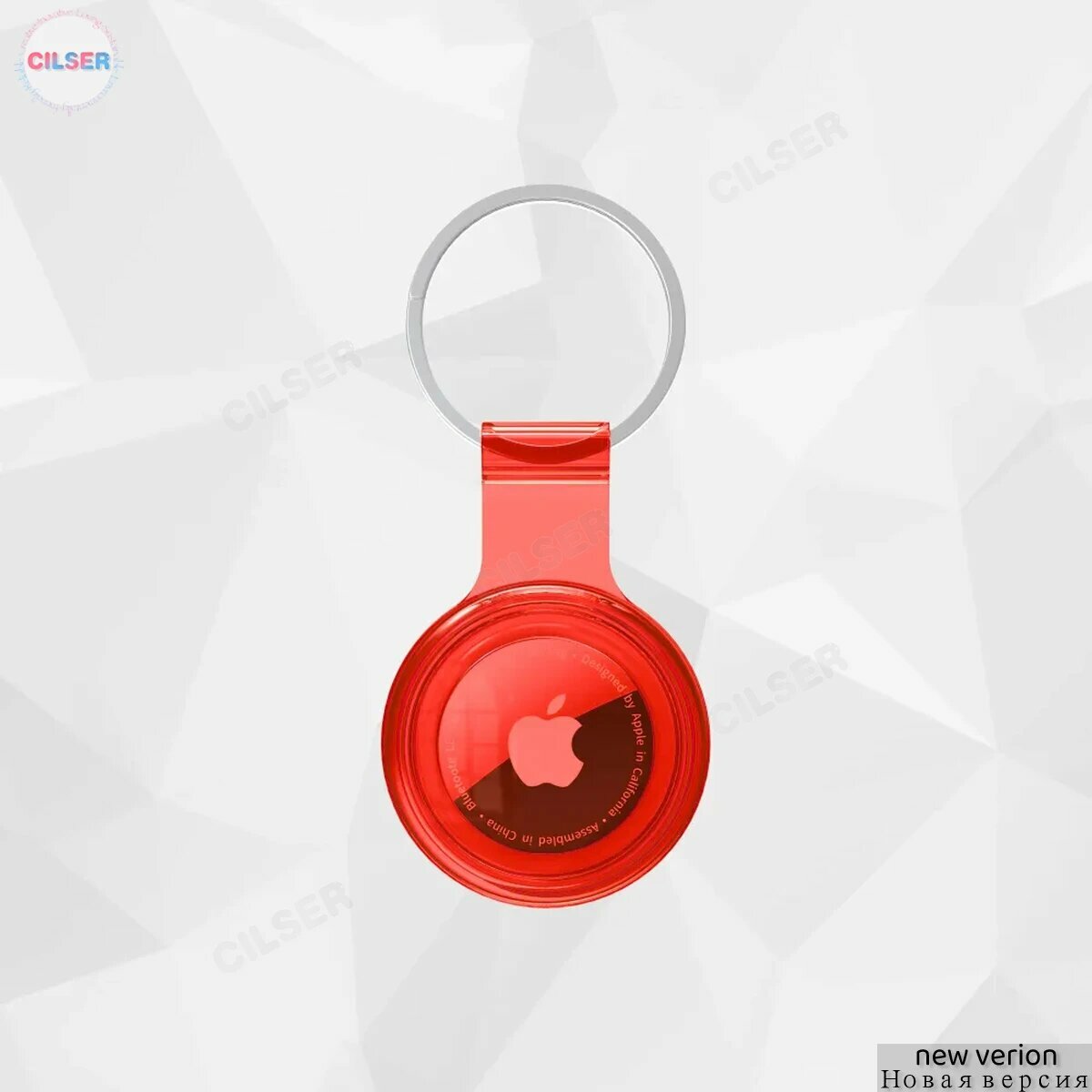 Закрытый прозрачный Чехол-брелок для AirTag с Влагозащитой, Красный