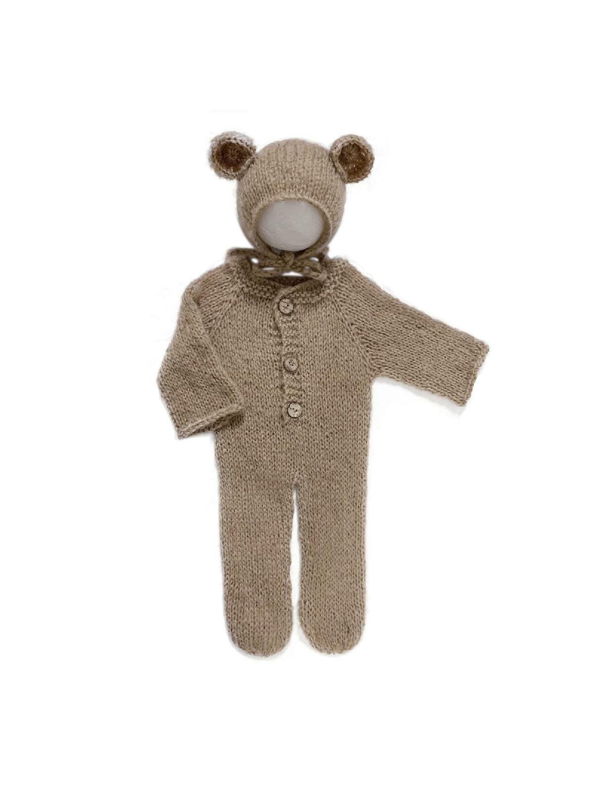 Новорожденный Фотографии Реквизит Ребенка Мальчик Девочка Фотосессии Наряды Мохер Комбинезон Шапка