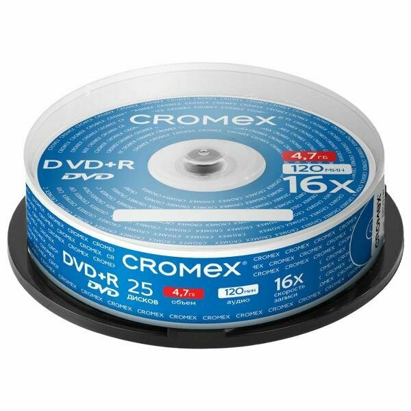 Диск DVD+RW CROMEX 4,7GB 16x 25шт Cake Box