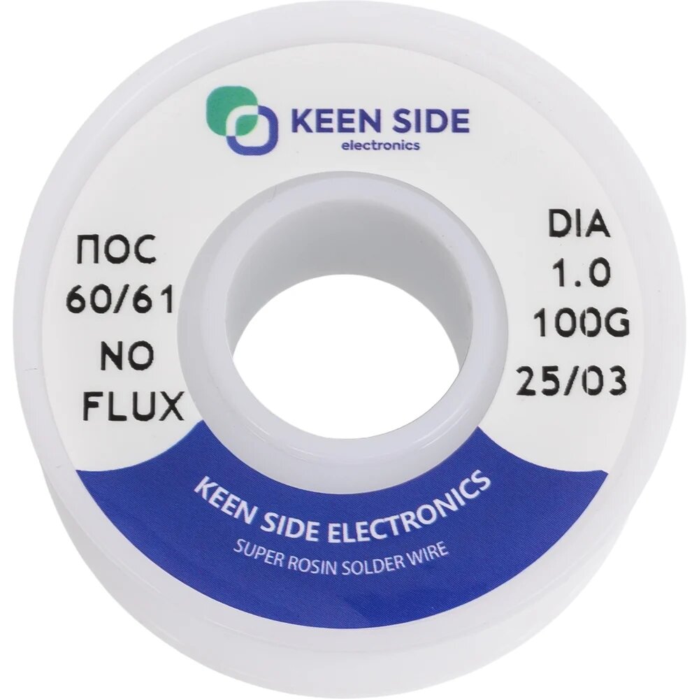 Припой KEEN SIDE Sn60/Pb40 без флюса, мягкий, диаметр 1 мм, подходит для пайки меди и латуни, состав