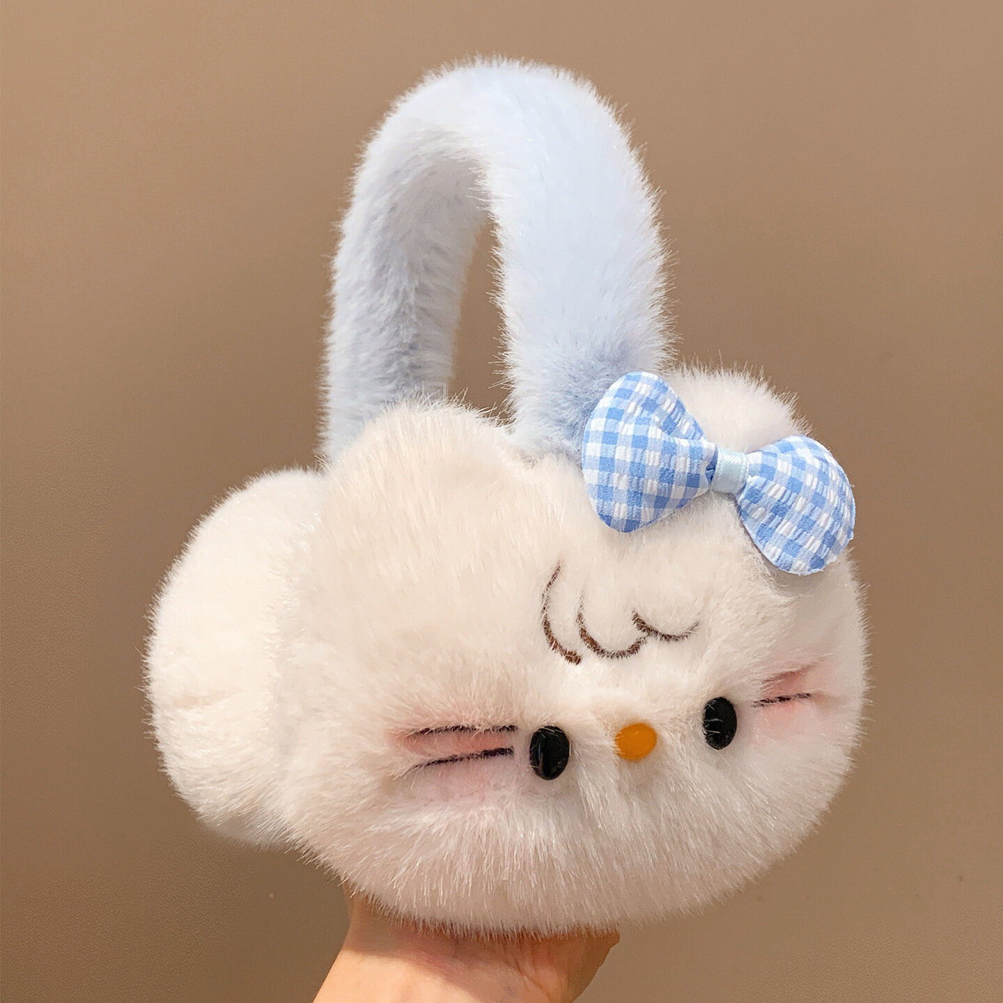 2026 Новейшие Ins Мультяшные Милые Кошачьи Плюшевые Наушники с Бантиком для Женщин Осень Зима Защита Ушей Тепло Защита от Холода Ветрозащитные Наушники для Детей