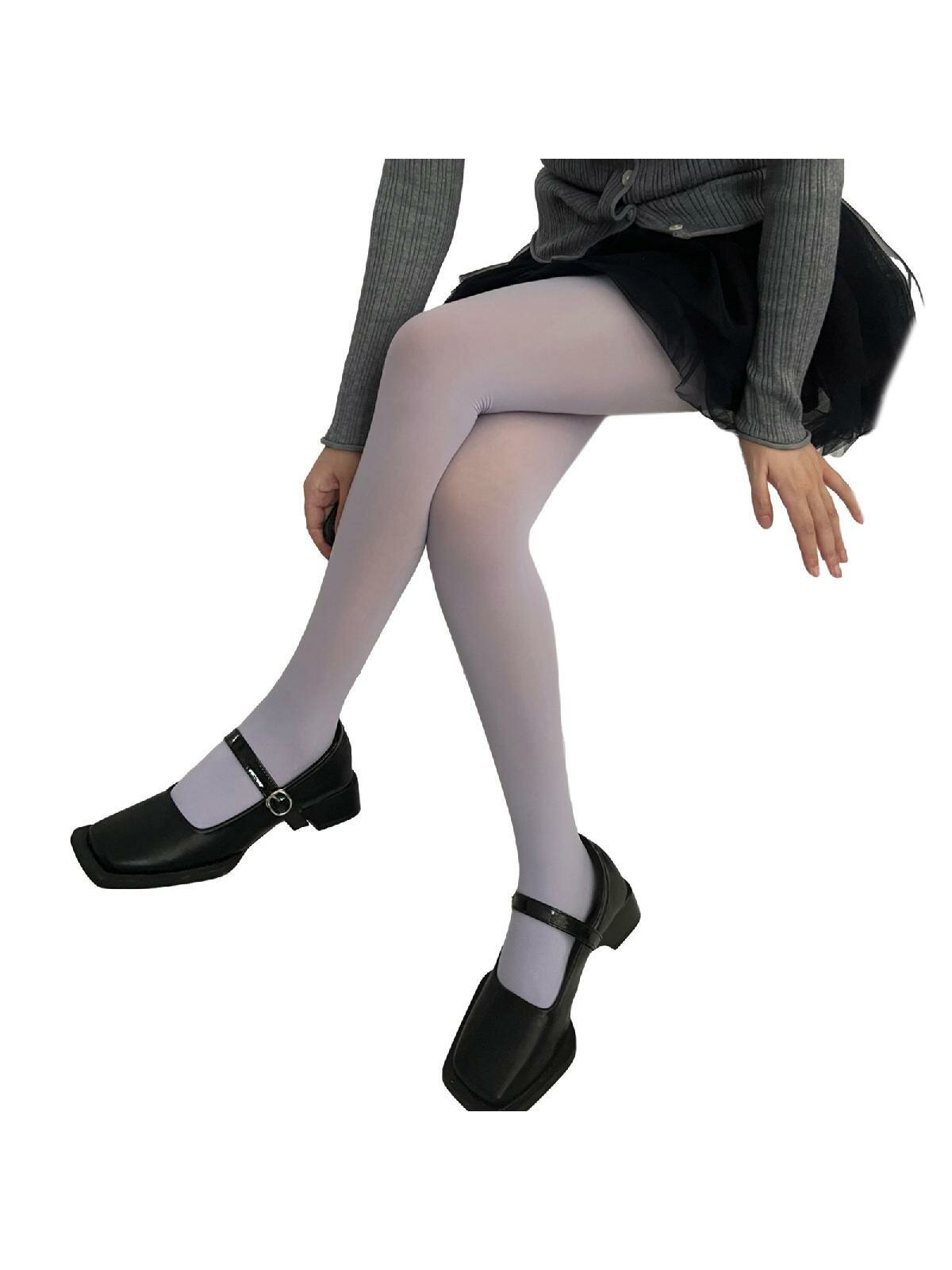 Трусики-колготки однотонные полупрозрачные с укрепленным верхом, светло - фиолетовый