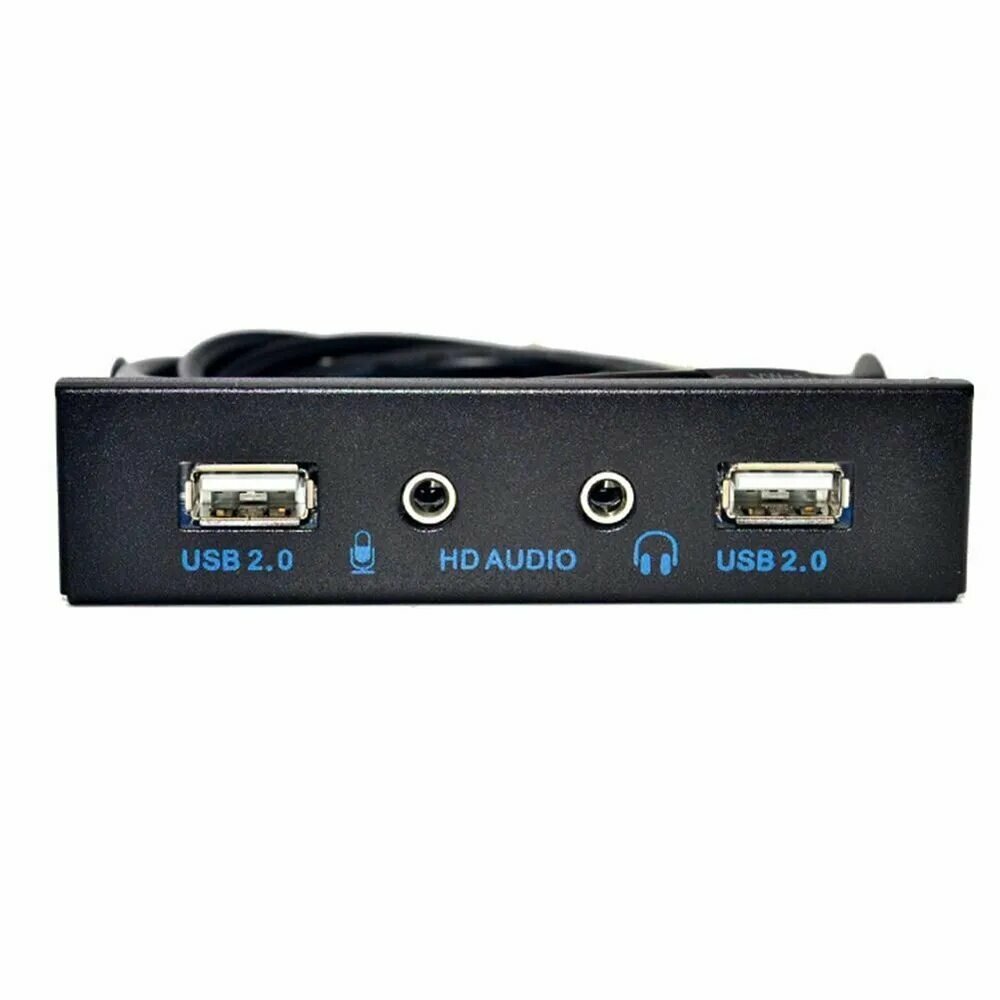 Модуль с двумя USB2.0 и аудио разъёмами, 3.5 дюйма, 9 pin, чёрный