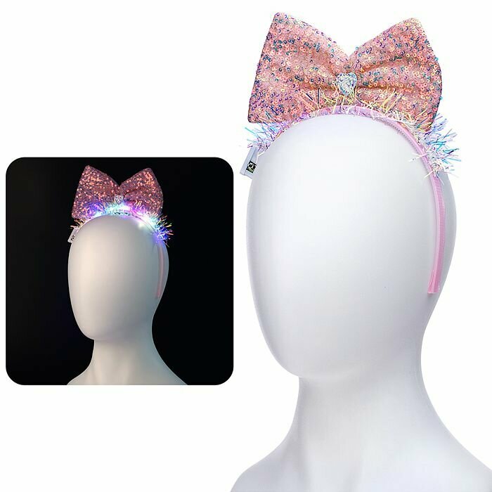 Ободок карнавальный Oubaoloon "Бант" светящийся из полимерных материалов и текстиля