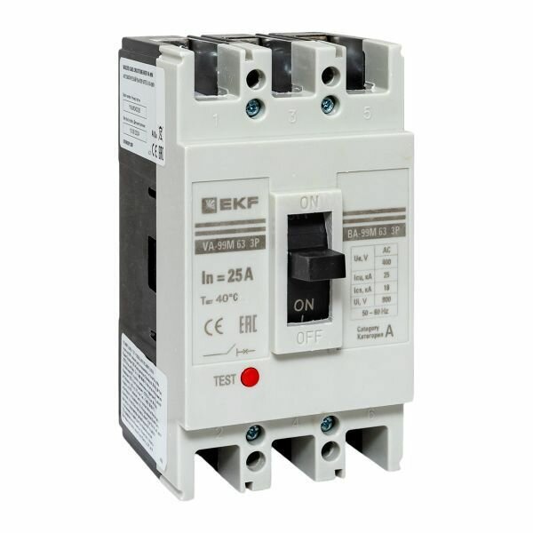 Выключатель автоматический EKF трехполюсный, 63/25А, 25кА