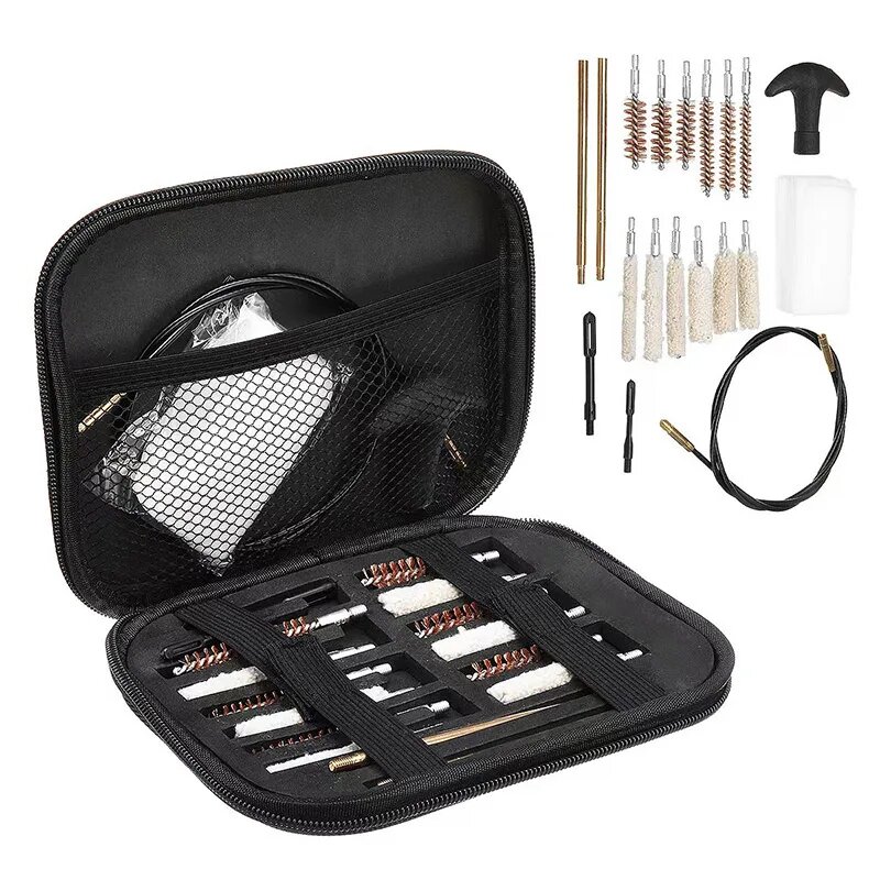 20 шт./компл, набор для чистки пистолета, универсальная щетка для пистолета, инструмент с коробкой для калибра 22/38/9 мм/40 мм/45 мм, охотничьи аксессуары