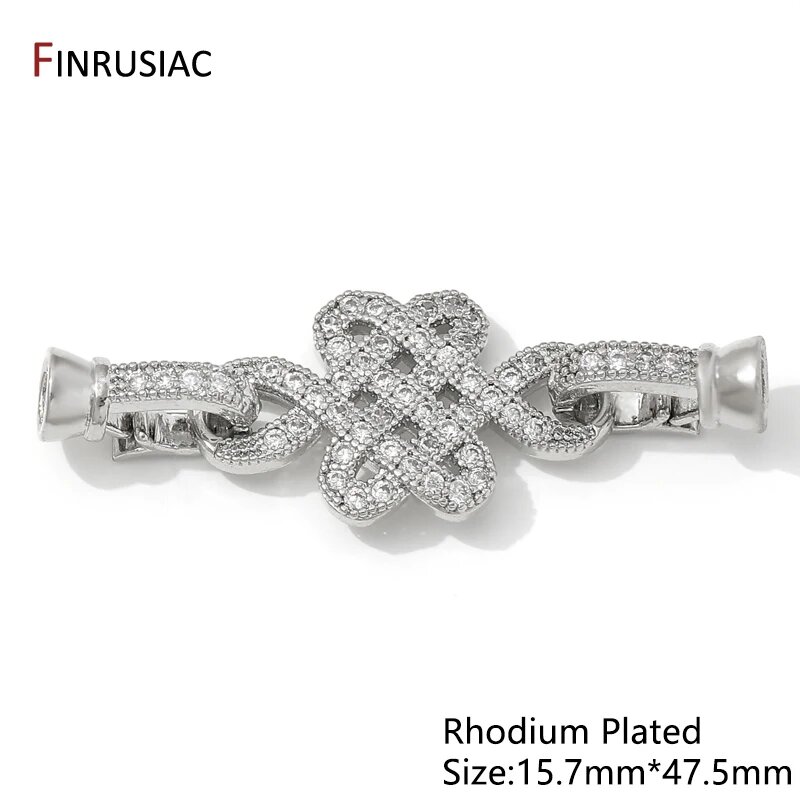 Замки для браслетов FINRUSIAC латунные с золотым покрытием 2 шт 2 pieces, Rhodium Plated