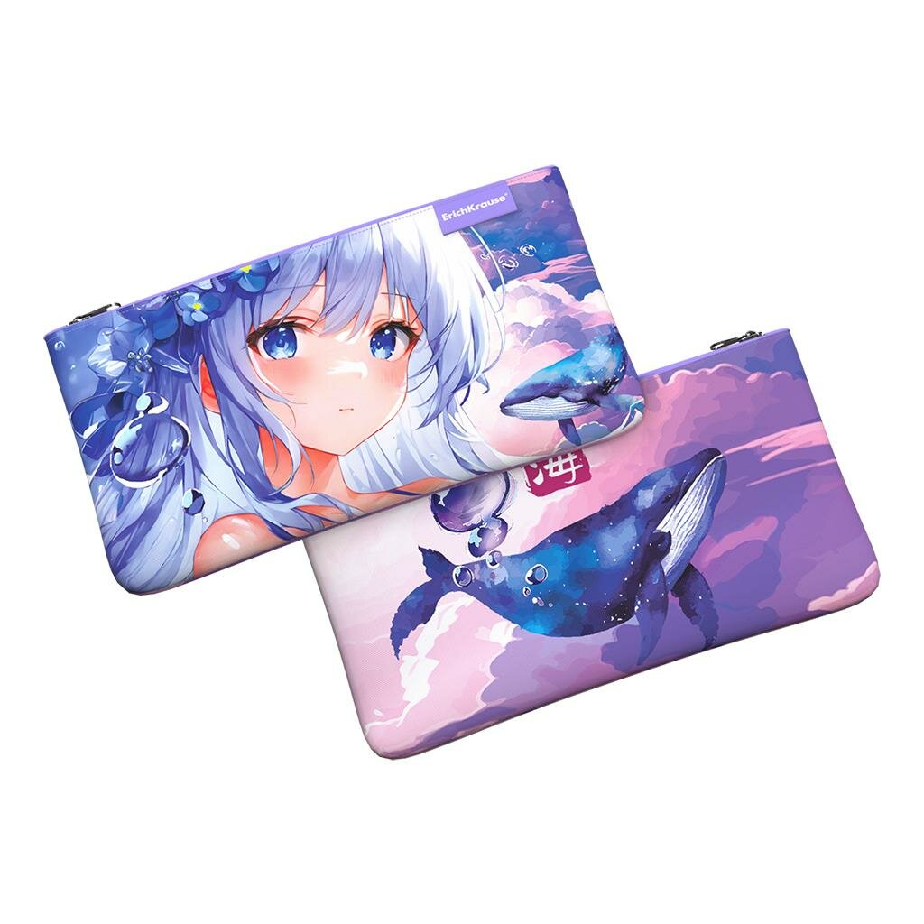 Пенал конверт 220x120мм "Kawaii Whale", вместительный, легкий, полиэстер