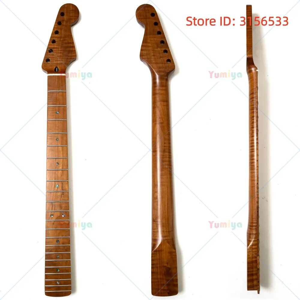 Гриф электрогитары Stratocaster из жареного клена с 22 ладами и Тигровой полосой, Матовая отделка, Костяная гайка, Лады из нержавеющей стали, Гриф радиусом 9,5 дюймов для деталей электрогитары ST