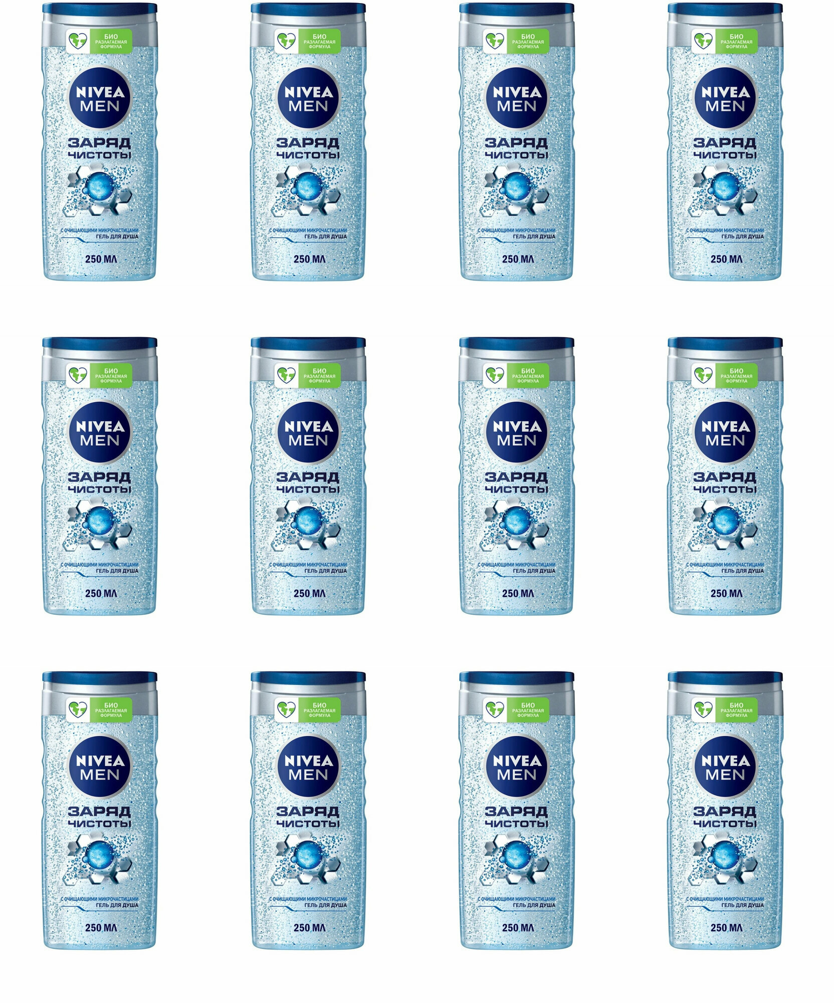 Гель для душа Nivea, Men, Заряд чистоты, 500 мл, 12 шт.