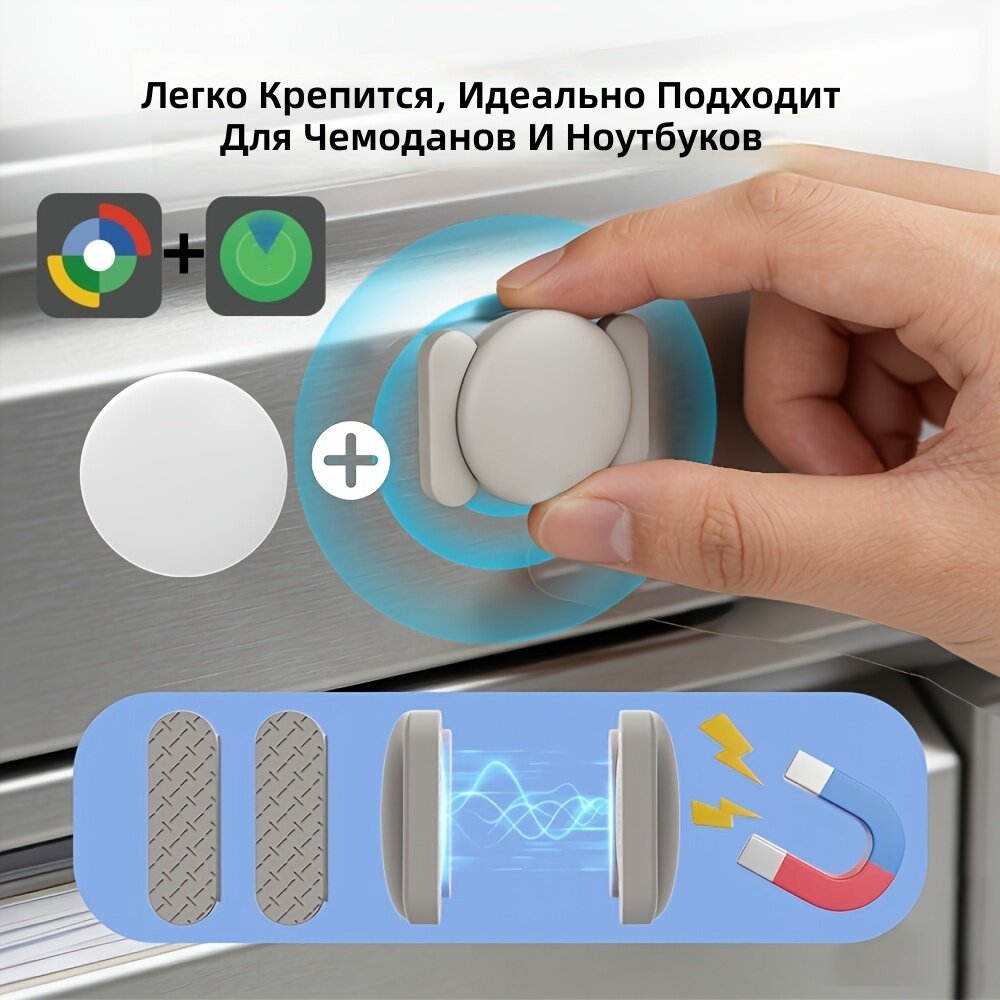Портативный GPS-трекер для багажа с супермагнетизмом, мини-поисковик для потерянных вещей, белый