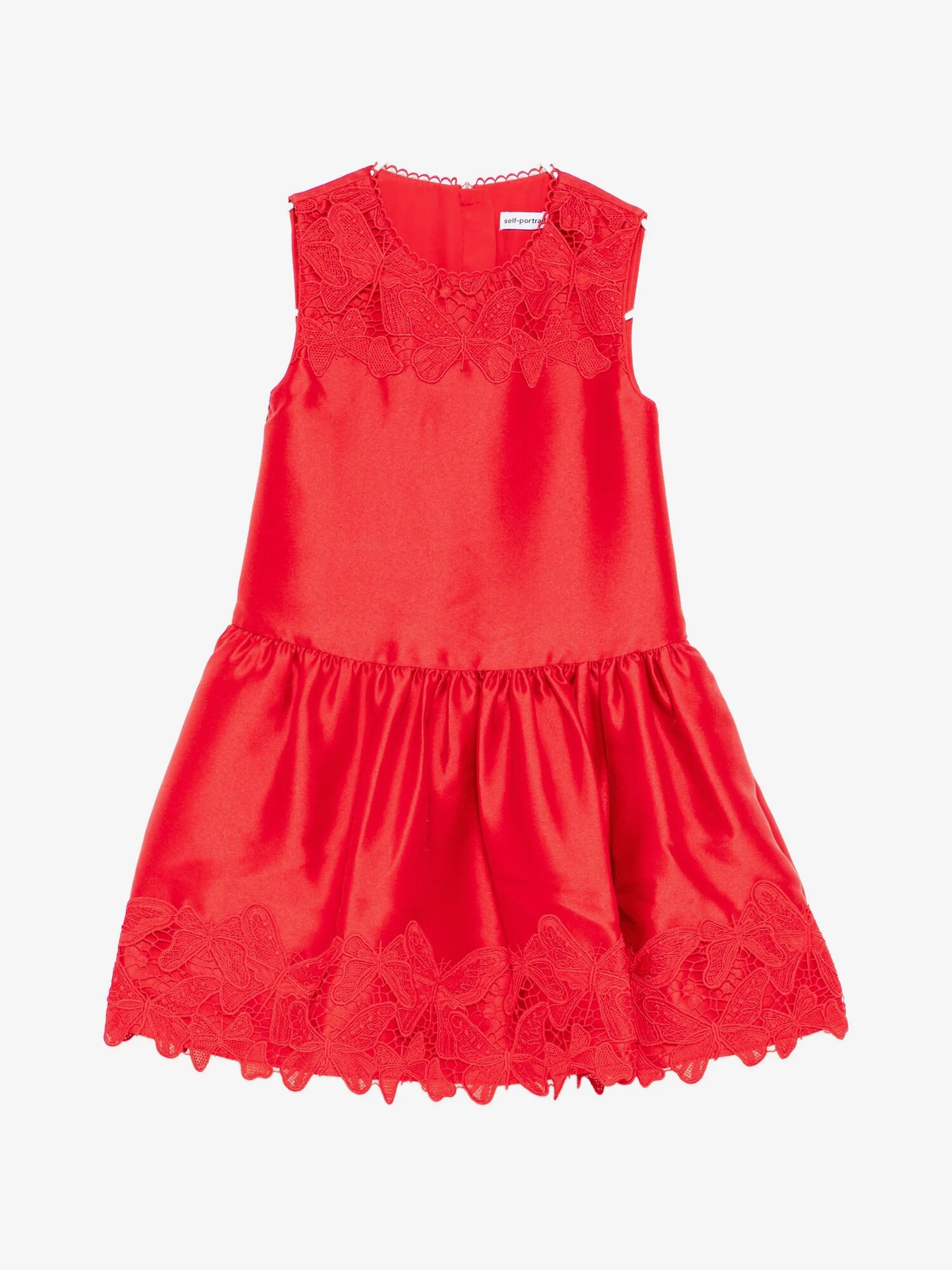 Платье Self-Portrait Guipure lace-trim satin dress