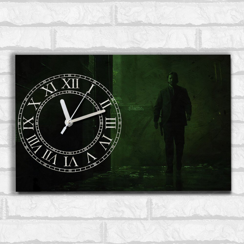 Настенные бесшумные часы ОСБ со смещенным циферблатом игры Alan Wake 2 (Алан Вейк, PS, XBOX, SWITCH, PC) - 2258