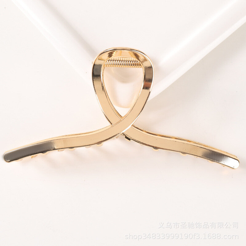 Заколка для волос "Золотая акула", 11см, металлическая, со стразами