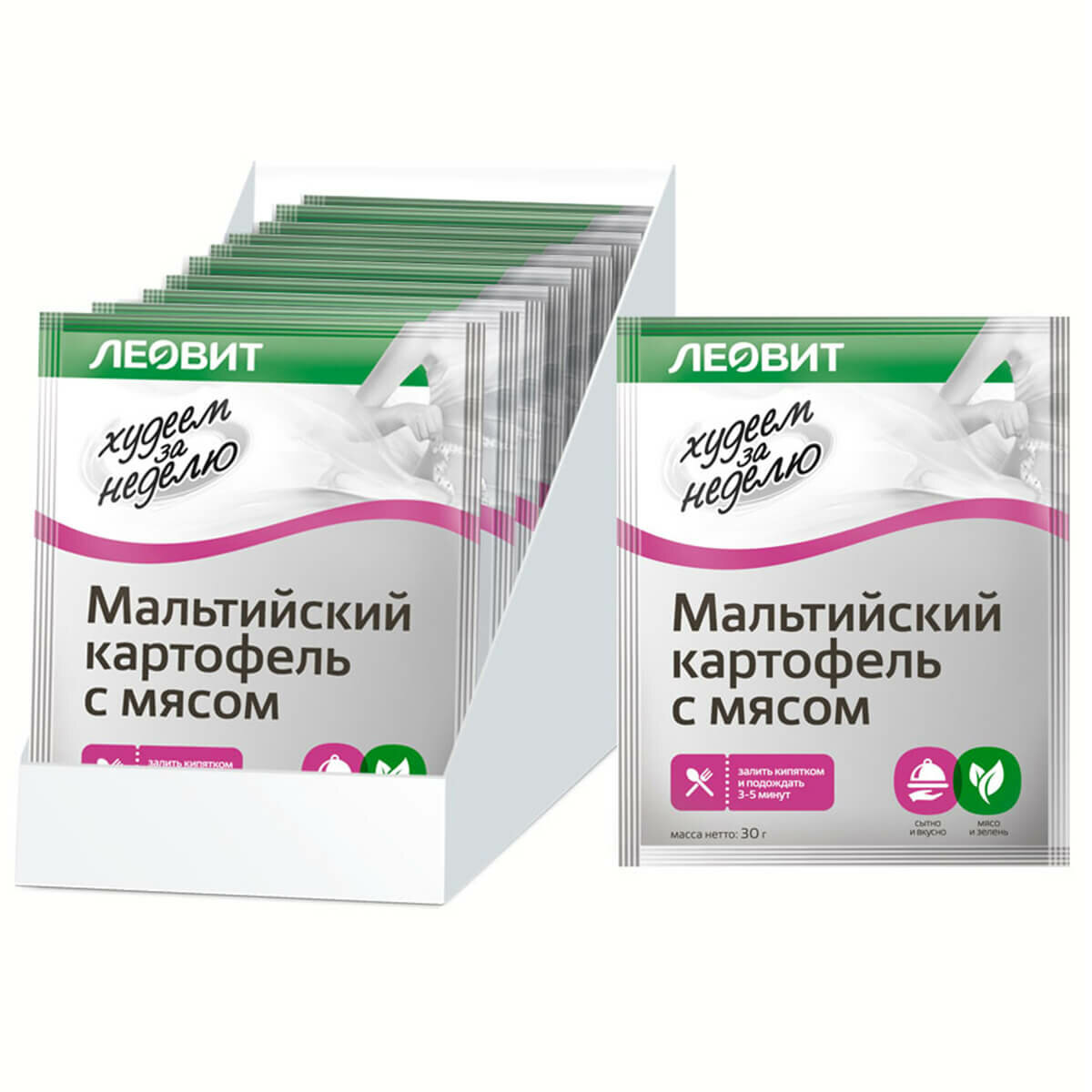 Мальтийский картофель с мясом Худеем за неделю, 15 шт по 30 г, леовит