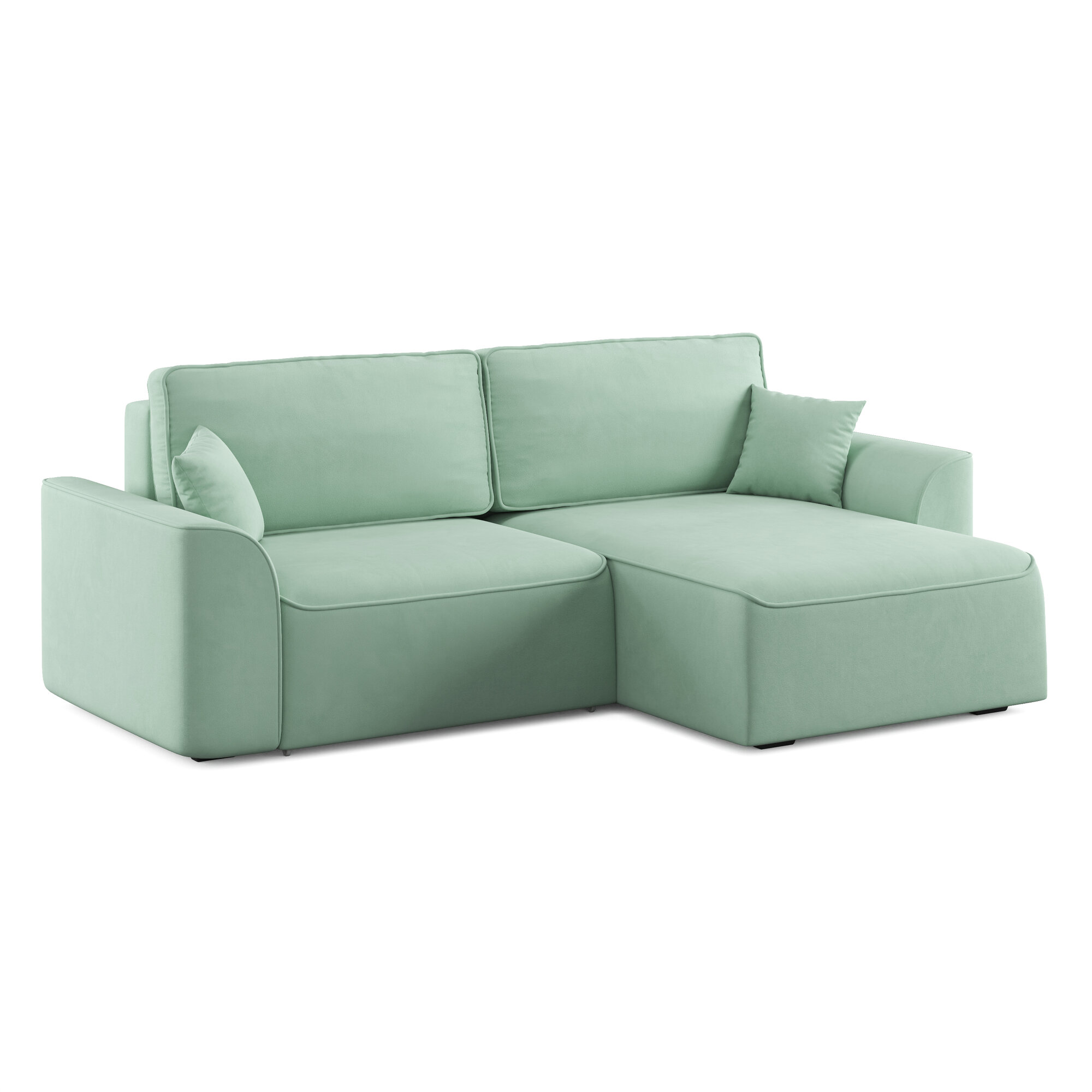 Угловой раскладной диван от Фишера "Сиэтл", фисташковый, 2 места, 85х253х153, велюр