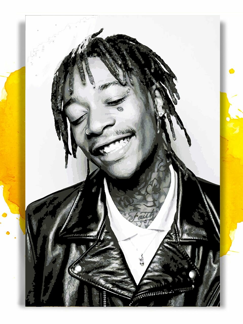 Картина по номерам на холсте Уиз Халифа ЧБ, 40 х 60 см