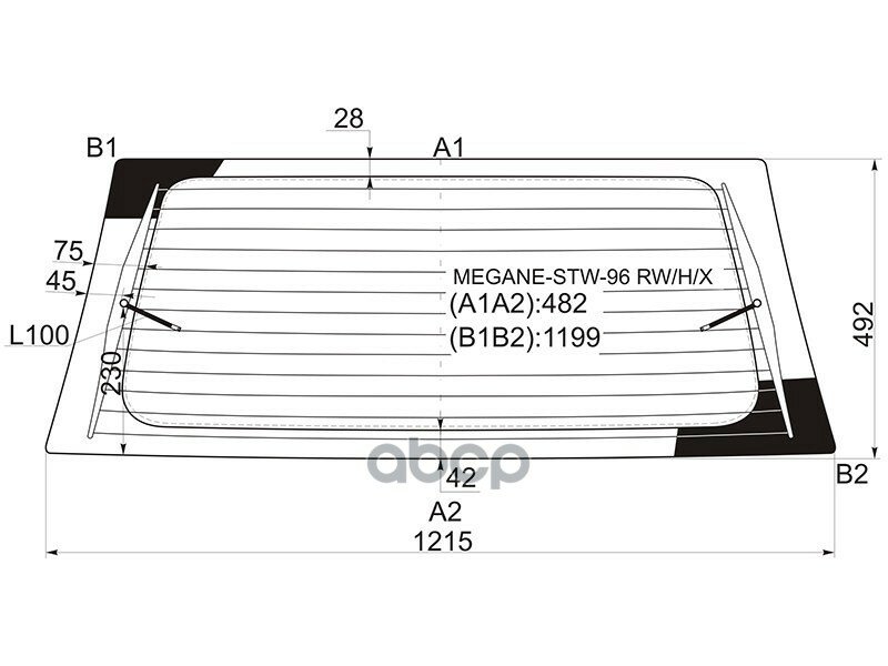 Стекло заднее (Цвет зеленый/ Обогрев) Renault Megane 95-03 XYG арт. MEGANE-STW-96 RW/H/X