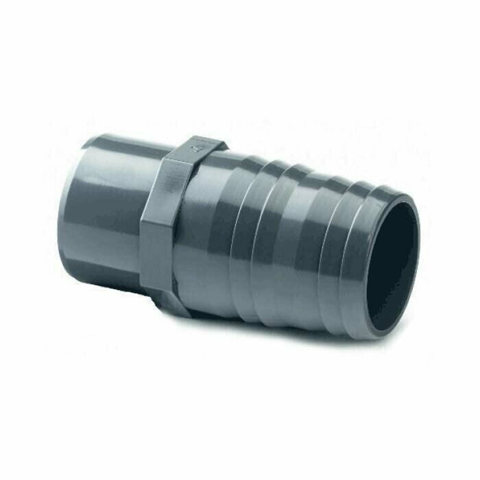 Штуцер ПВХ серый под клеевое соед под шланг Дн 20 Ру16 напорный Aquaviva HSE0200