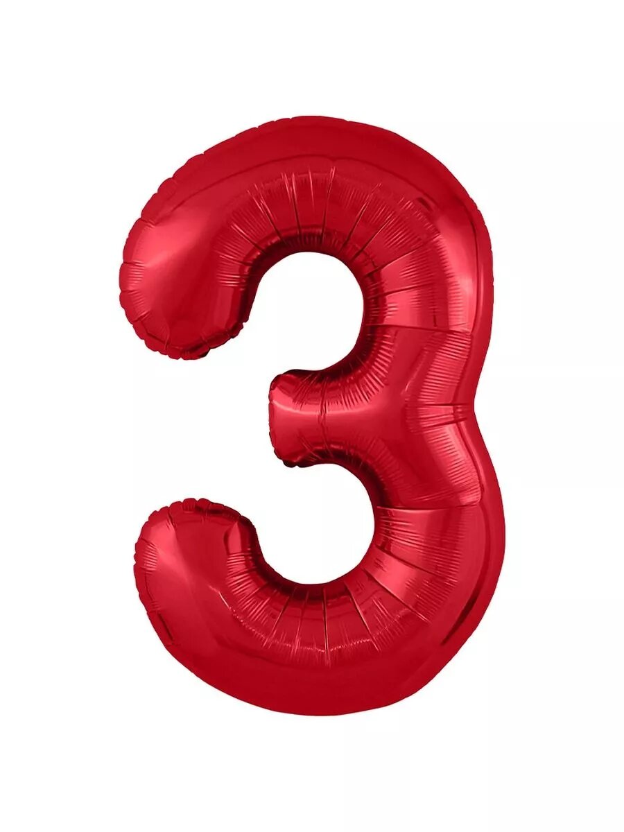 Шар фольгированный (40'/102 см), Цифра Slim Красный №3, Agura