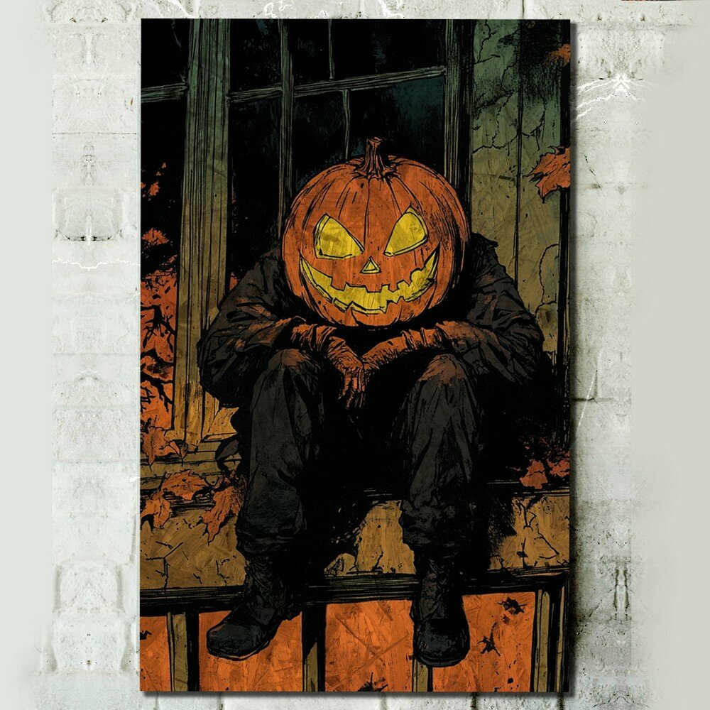 Картина интерьерная на рельефной доске пугало (хэллоуин, halloween) - 15791 В