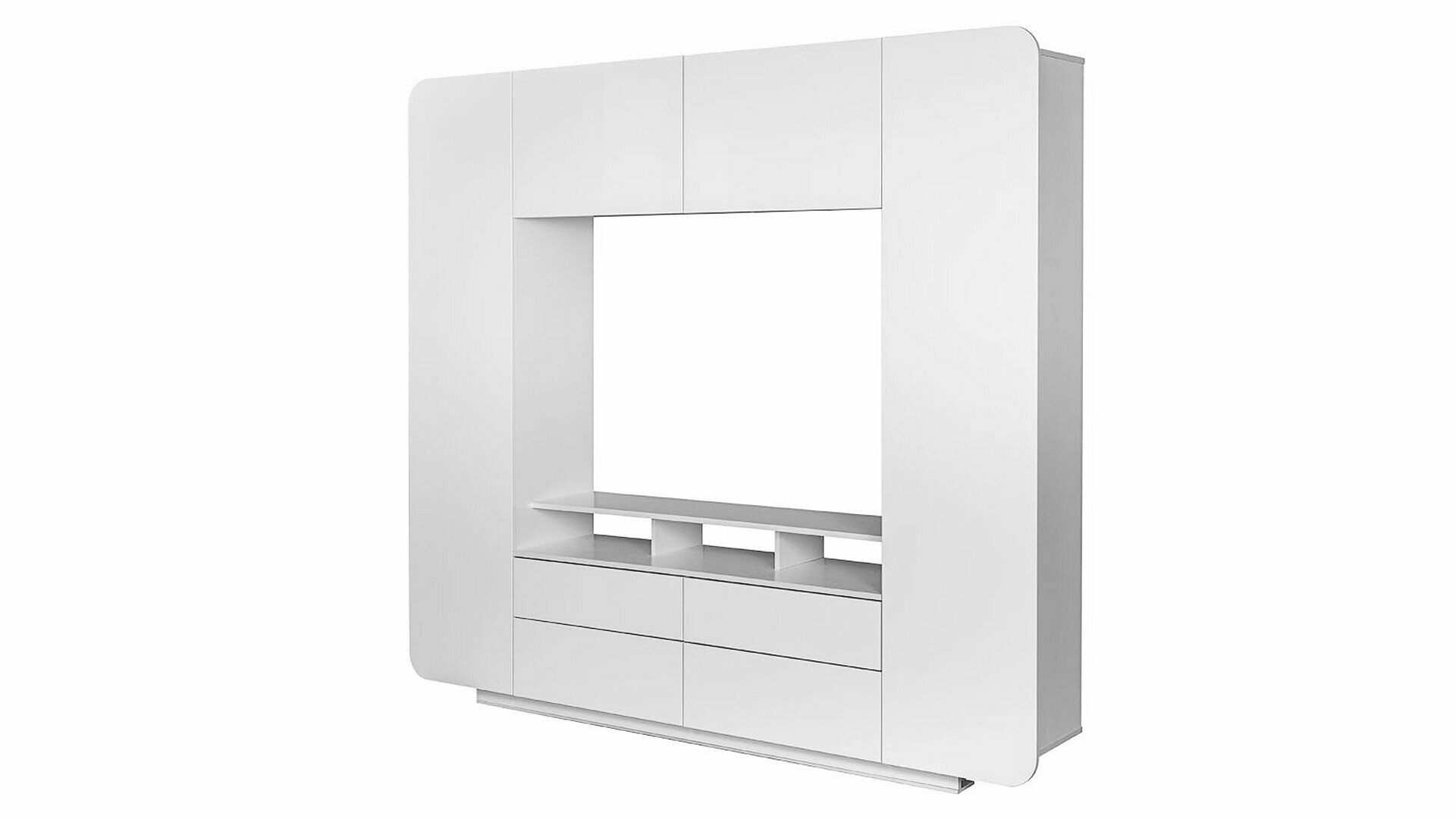 Гостиная Купертино МДФ (с полкой под ТВ) (белая) NEW 240x39x195 см, белый GOODFORM