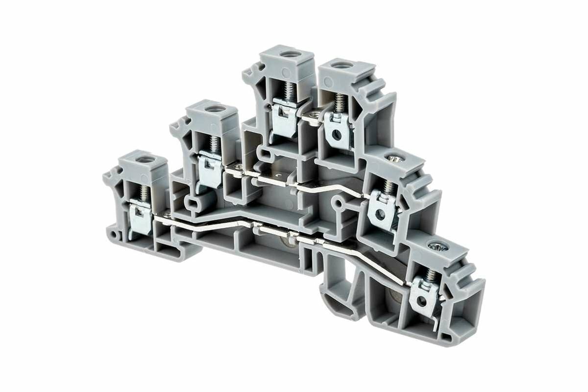 MEYERTEC винтовая трёхуровневая клемма 2.5 мм² серого цвета mtu-tr2.5 79574 модульная