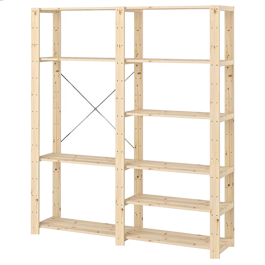 Стеллаж IKEA Hejne 154x30x171 см , 10 полок из реек, сосна