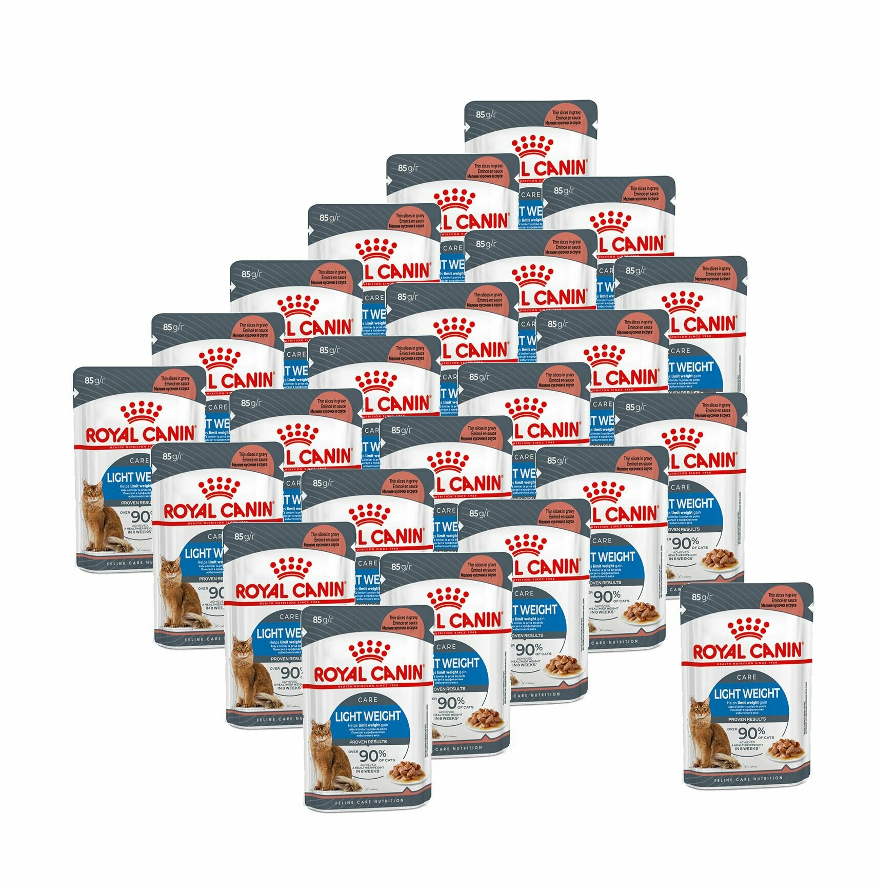 Royal Canin Light Weight Care влажный корм для взрослых кошек для профилактики избыточного веса мелкие кусочки в соусе, в паучах - 85 г х 24 шт.