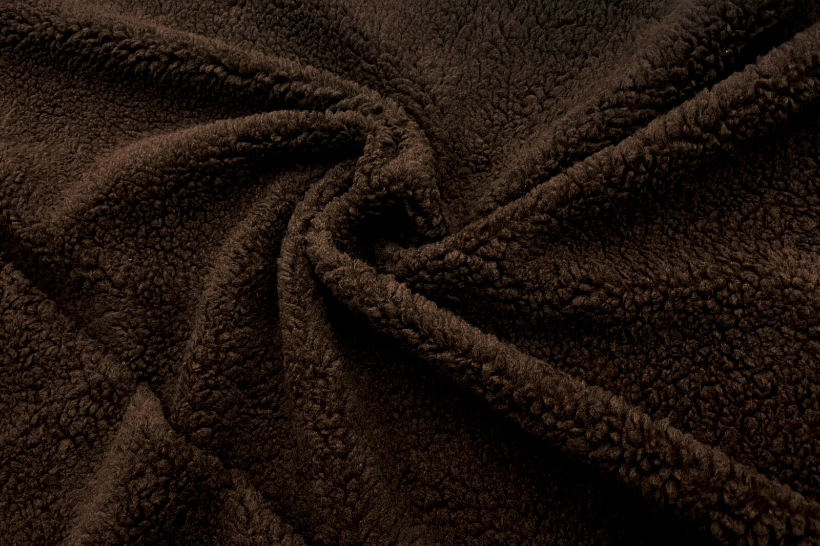 Ткань Мех искусственный «Барашек» темно-коричневый, ш142см, 0,5 м