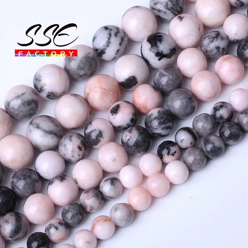 Бусины из белого агата и оникса Sunshine and Beads 4-12 мм 4mm 85 to 95pcs, Pink Zebra