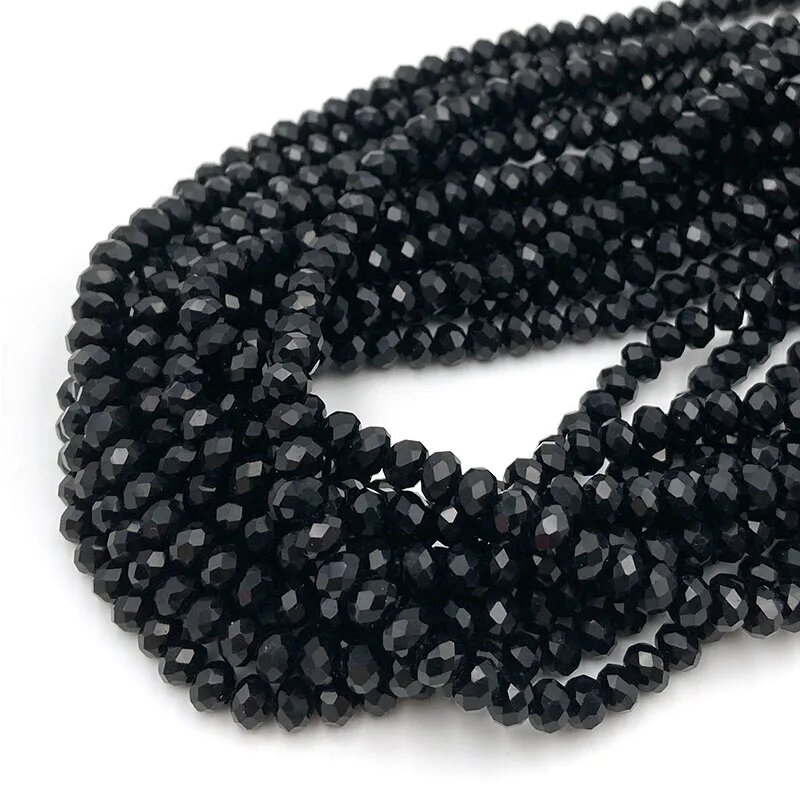 Стеклянные бусины-разделители 2 3 4 6 8 мм Черный, 4mm(approx 125 pcs), ZY02