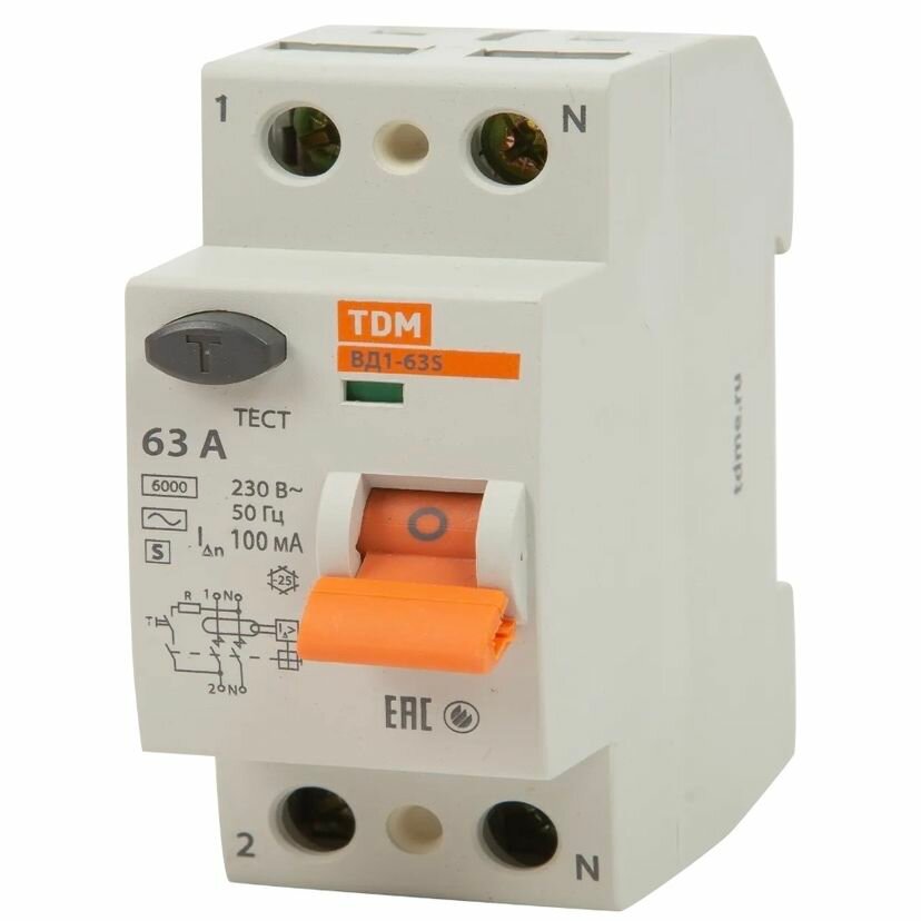 TDM Electric Автоматический выключатель Y30 BД1-63S A 100mA 4.5kA AC SQ0203-0060