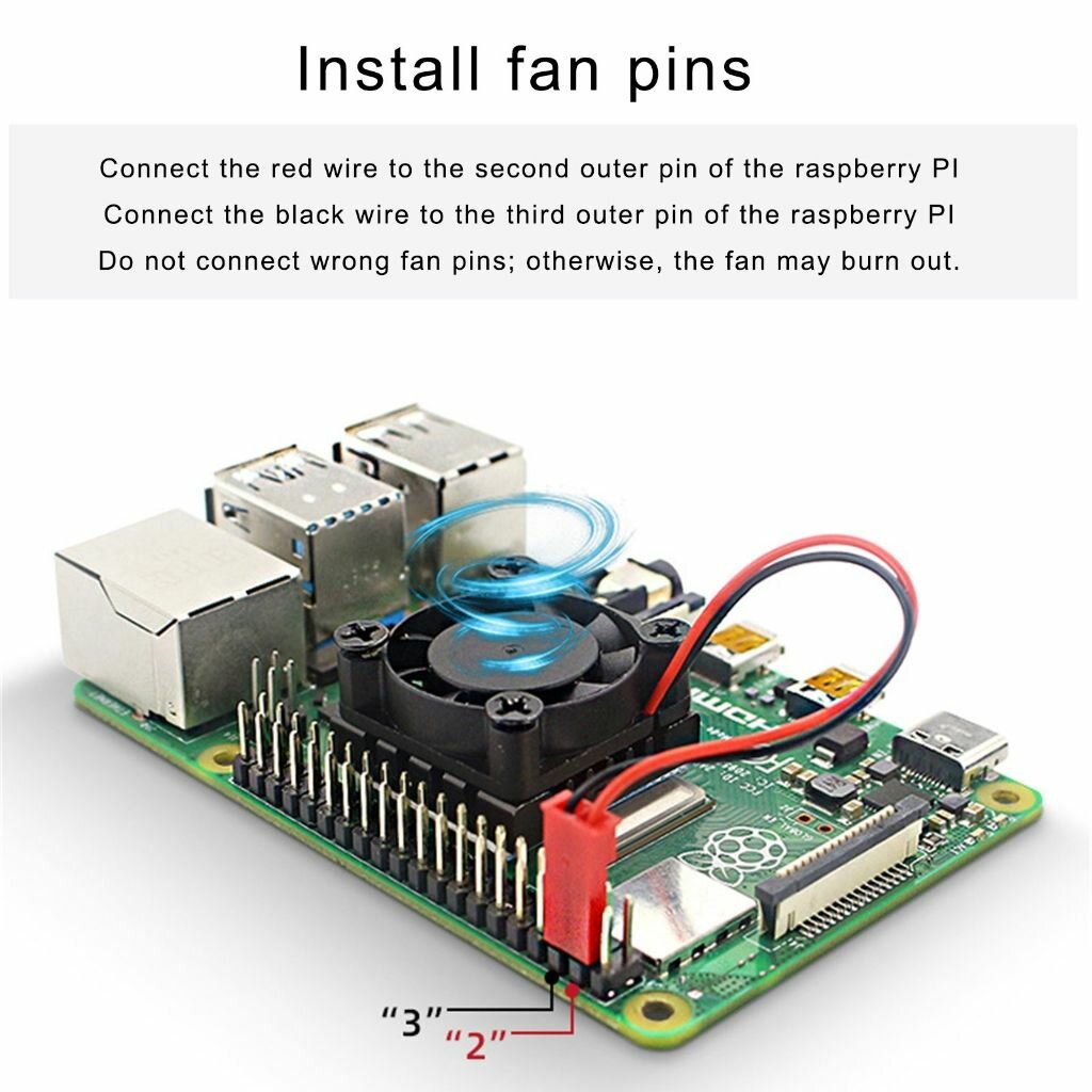 Подходит для Raspberry Pi 4B/3B + вентилятор-радиатор — фото 1