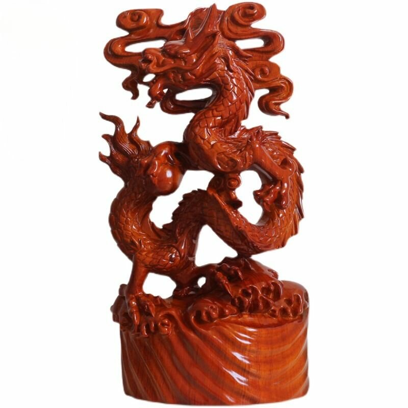 Украшения в виде драконов резная статуя дракона из красного дерева-MIN
